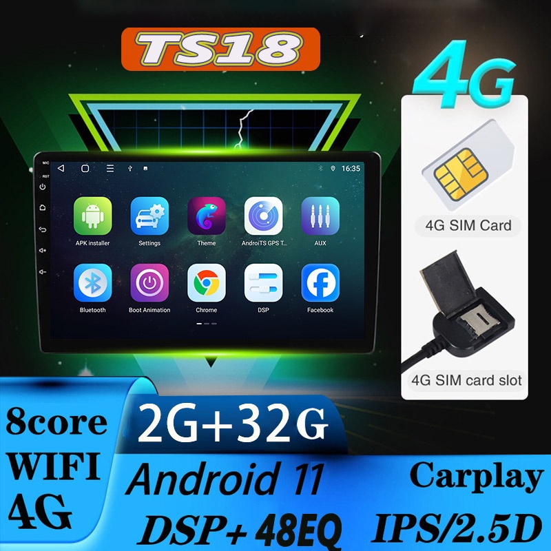 TS18 Android Player 9"/10" car Multimedia Video Player 4G Apple Carplay ...