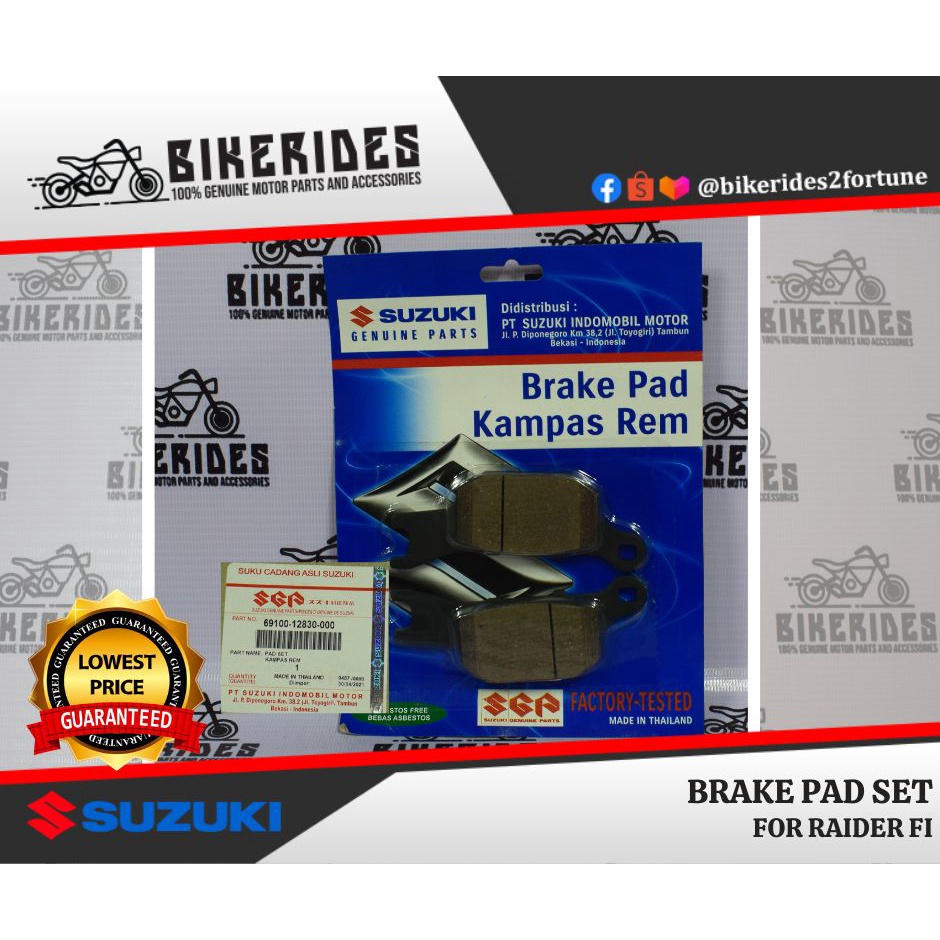 REAR, BRAKE PAD SET SGP (RAIDER150FI) SUZUKI GENUINE (69100-12830-000 ...