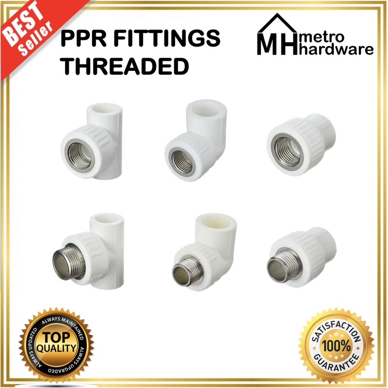 PPR White Fittings 1/2” (20mm) Elbow Coupling Male / Female Threaded ...