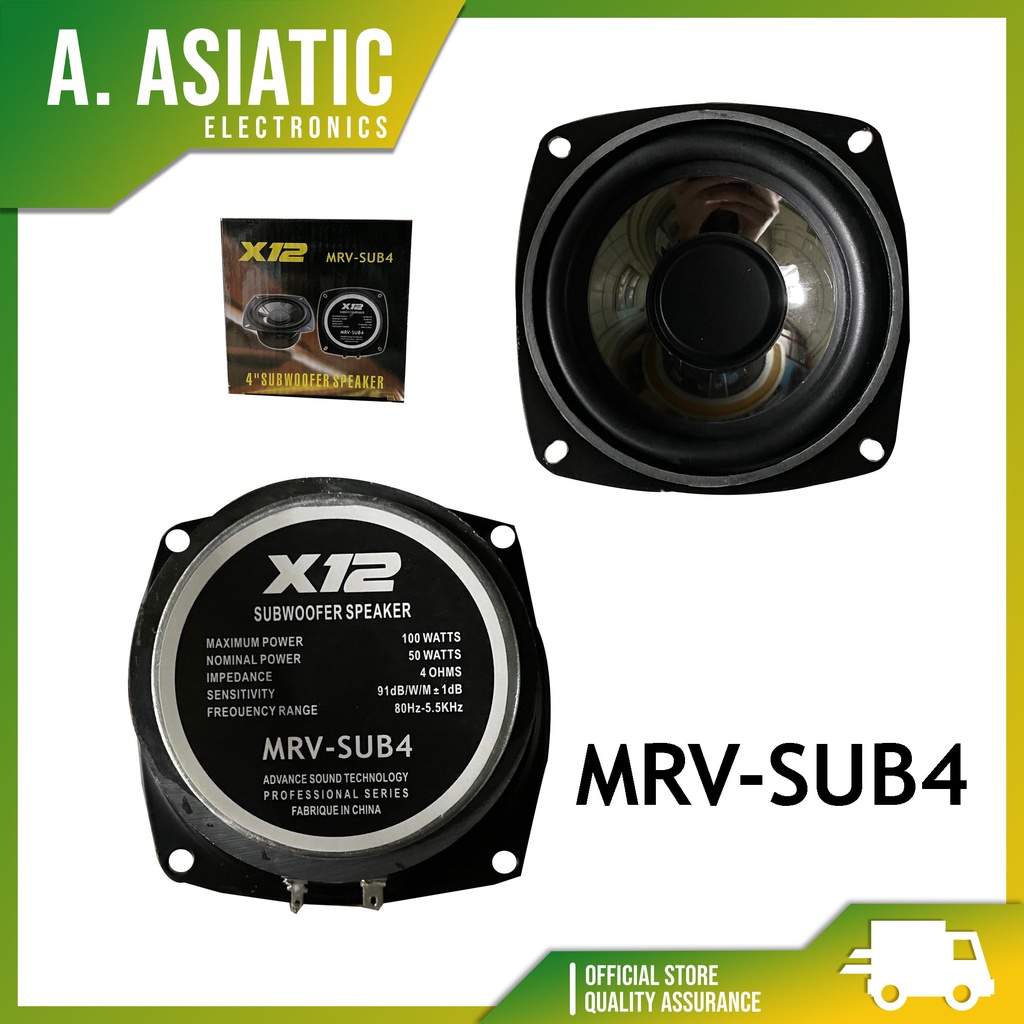 X12 4" 100 watts Subwoofer Speaker (MRV-SUB4) sold per piece | Shopee Philippines