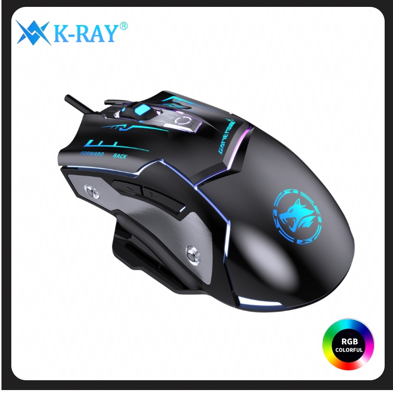 K-RAY M738 RGB USB Wired PC Gaming Mouse 6400 DPI 6 Button Mice with 7 Color Backlight ...