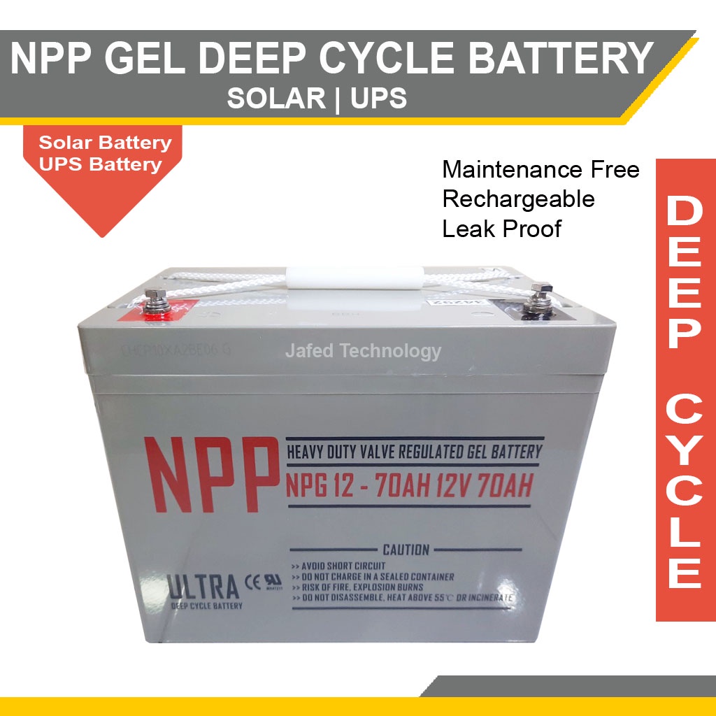 NPP 70AH 12V Gel Deep Cycle Sealed Solar UPS Maintenance Free ...