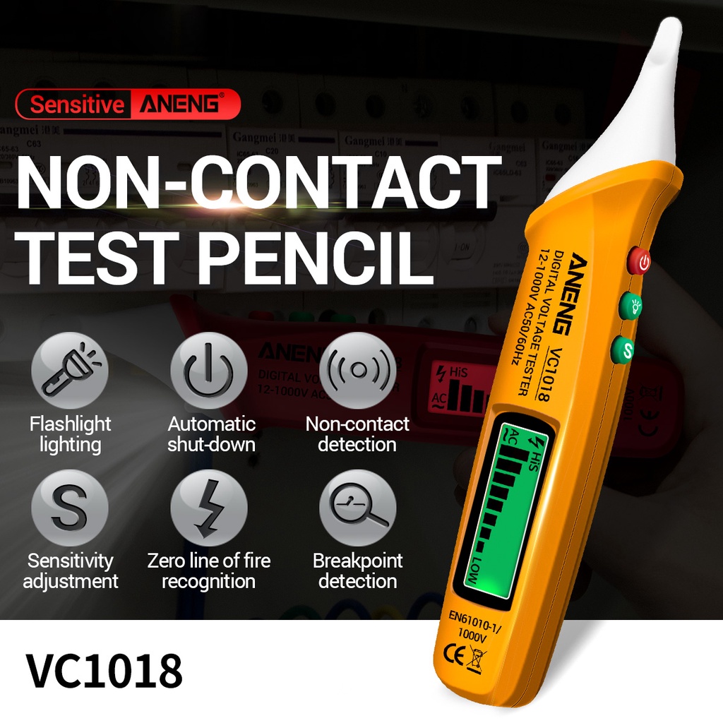 [HY] ANENG VC1018 Non-contact LCD Digital Voltage Tester 12V-1000V ...