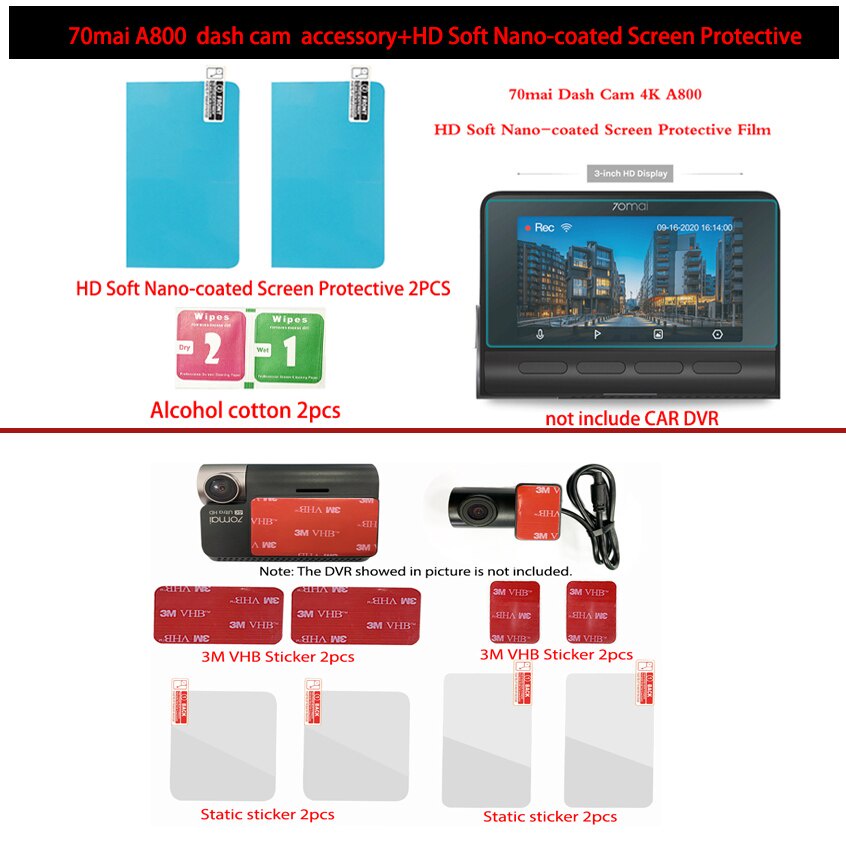 For 70Mai Dash Cam A800 4K Accessory Set Static Sticker 3M Sticker ...