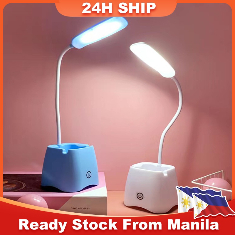 USB Rechargeable LED Desk Lamp Shade Study Lamp with Pen Holder ...