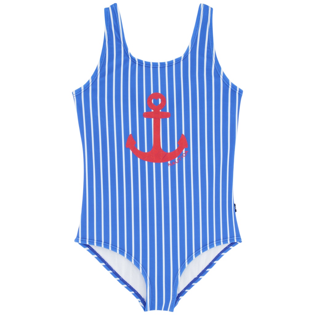 NAUTICA kids girl STRIPED ANCHOR ONE-PIECE Swimsuit Swimwear 2-16 years ...