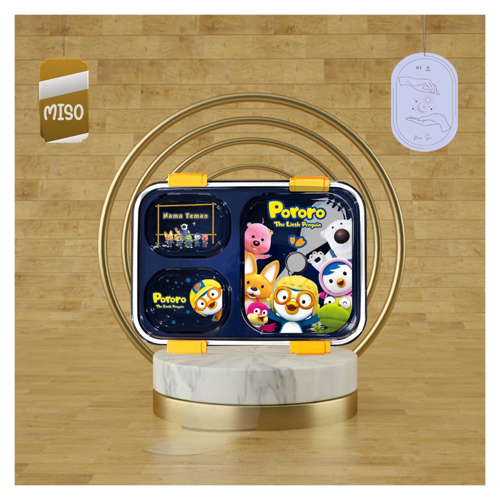 MISOUVPRINTING PORORO CHARACTER Lunchbox leak-proof 3 grid lunch box ...