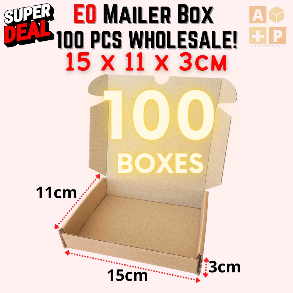 100 pcs E0 (LWH: 15x11x3cm) Corrugated Packaging Box Mailer Box Brown ...