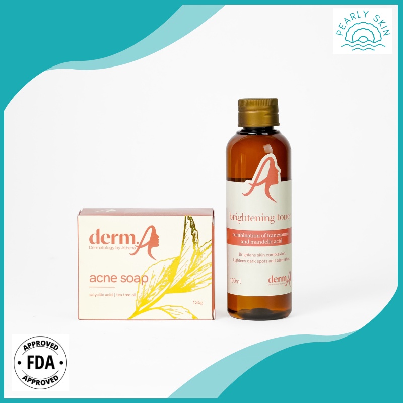 DERM.A Brightening Bundle - Acne Soap 135g and Brightening Toner 100ml ...