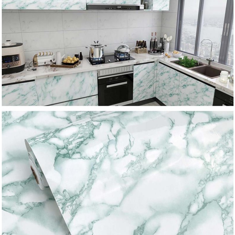 DML marble kitchen decorative wallpaper waterproof sticker thickened ...
