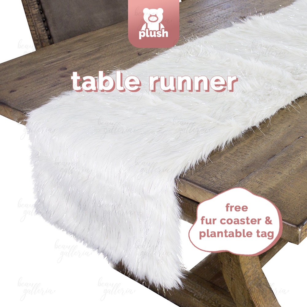 Plush Faux Fur Fabric Table Runner 4 and 6 seater car dashboard cover ...