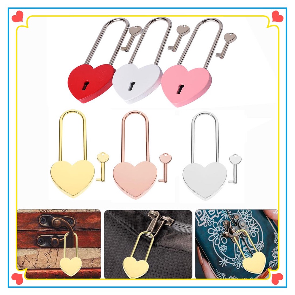 Personalized Metal Heart Shaped Padlock Mini Love Lock With Key ...