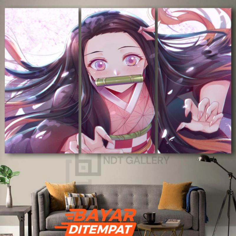 NDT[15X30]3Pcs Anime Nezuko Kamado Demon Slayer Wall Hanging Kimetsu No ...