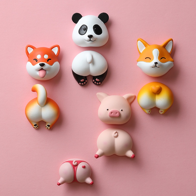 Refrigerator Magnet Animal First Tail Sticker Cute Panda/Pig/Fox 3D ...