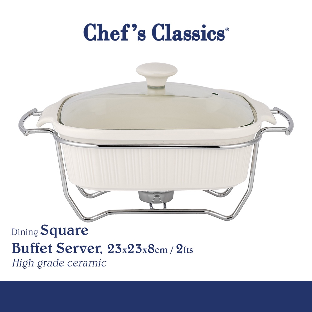 Chef's Classics Dining Ceramic Square Buffet Food Server, 23x23x8cm ...