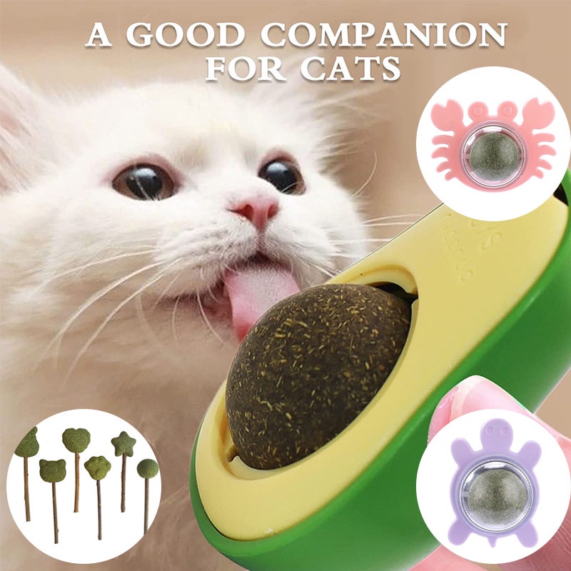【COD】Cat Mint Ball Cat Snack Treats Toy Rotating Cat Wall Stick-on Ball ...