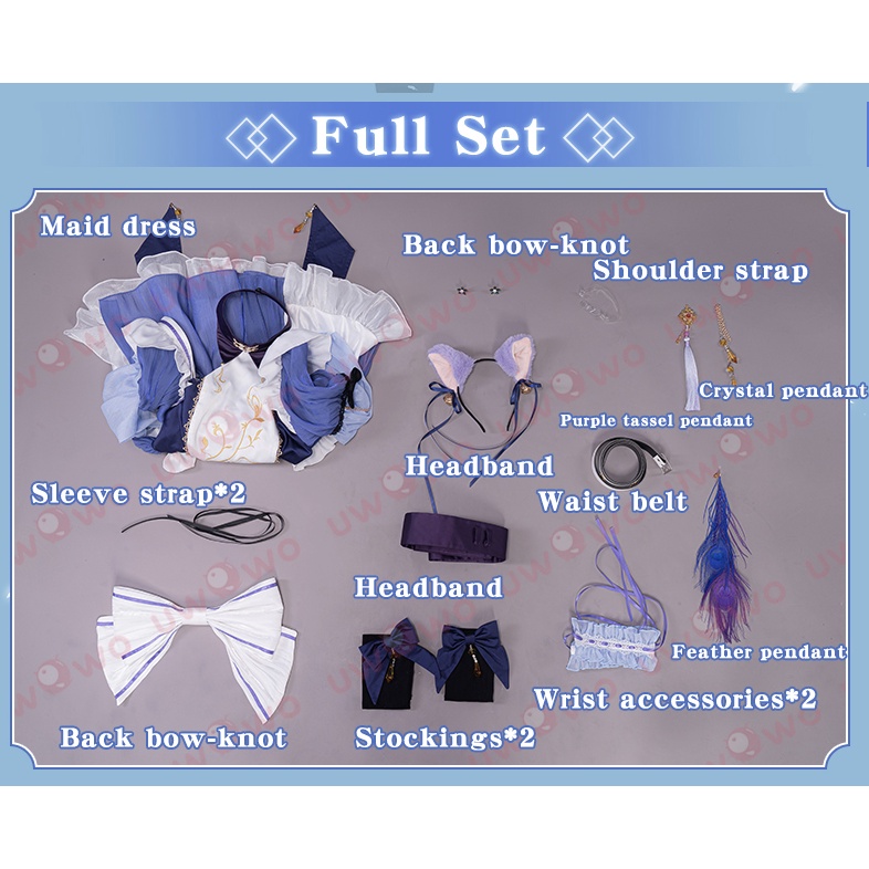 UWOWO Maid Keqing Cosplay Costume Exclusive Game Genshin Impact Fanart Keqing Maid Ver Maid ...