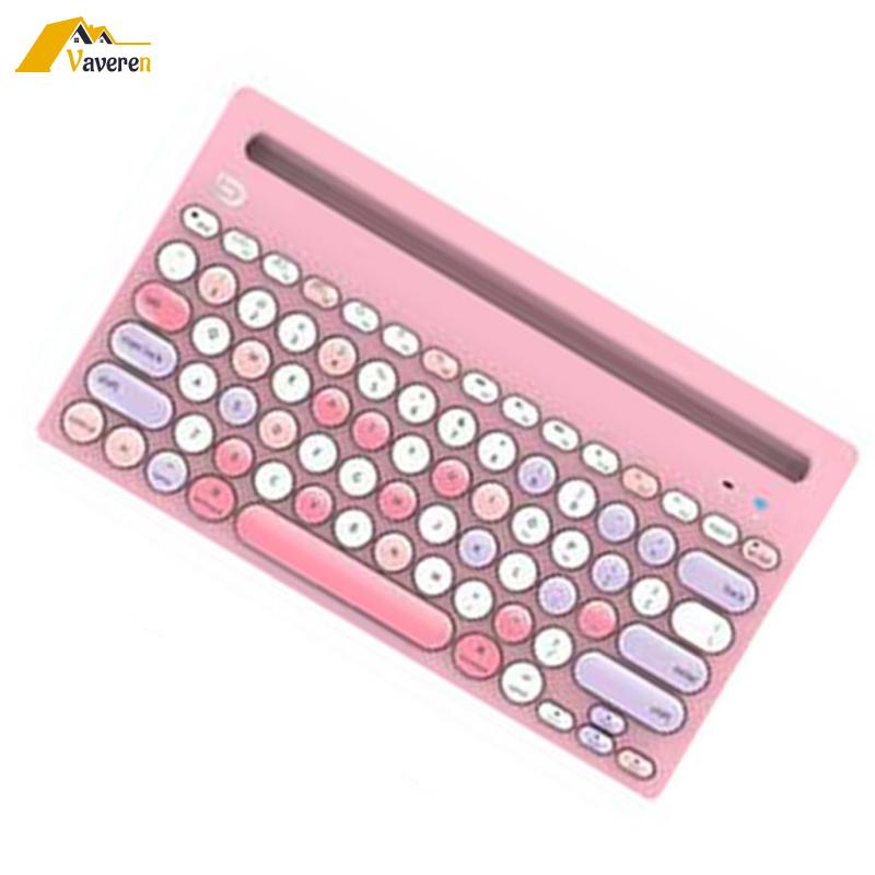 [{COD}] Mini 79-Key Retro Round Keycaps Bluetooth Keyboard Typewriter ...