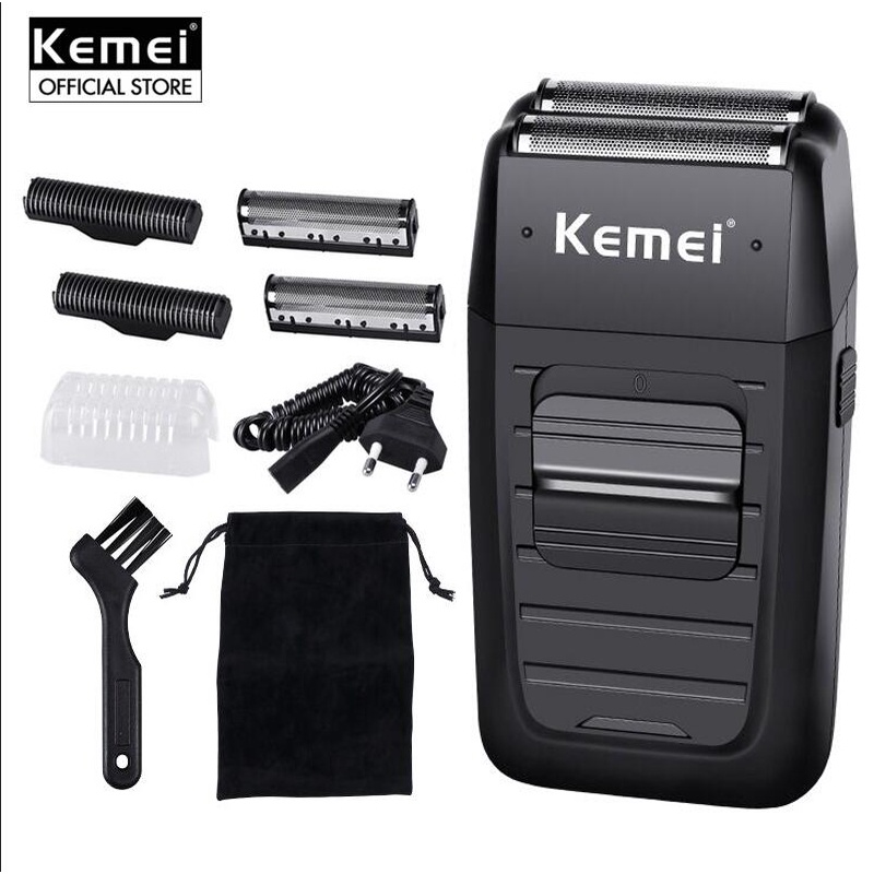 Kemei Beard Shaver Machine Rechargeable Cordless For Men Twin Blade ...