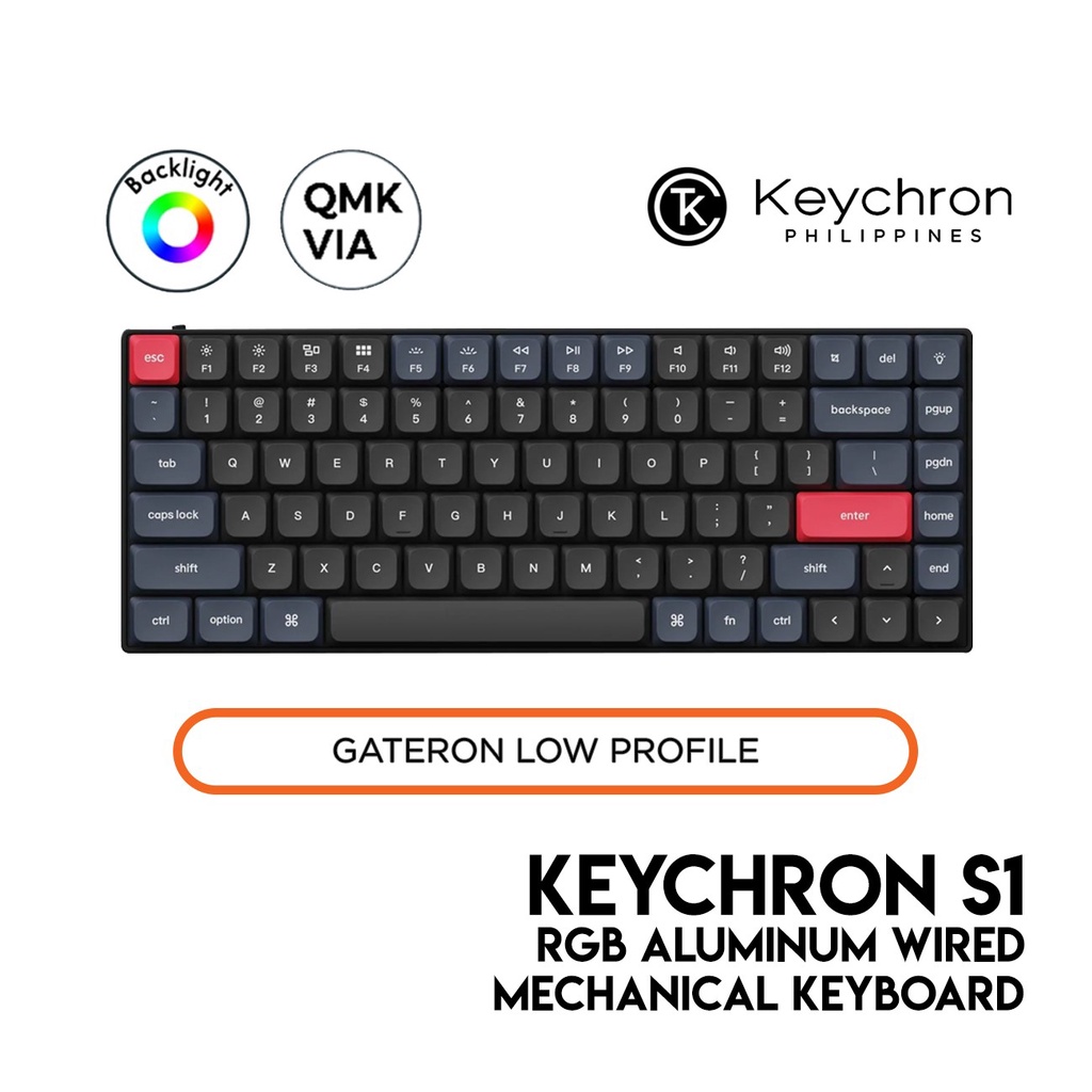 Keychron S1 QMK Custom Mechanical Keyboard (75% Layout, Wired, RGB ...