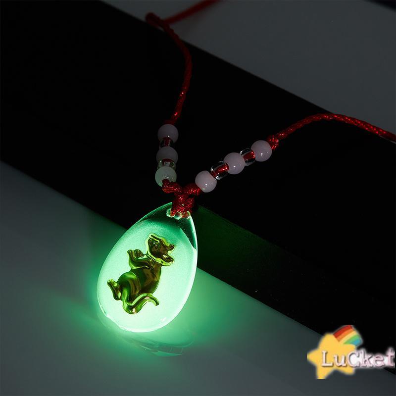 Crystal Luminous Pendant Exquisite Gold Zodiac Pendant Red Rope ...
