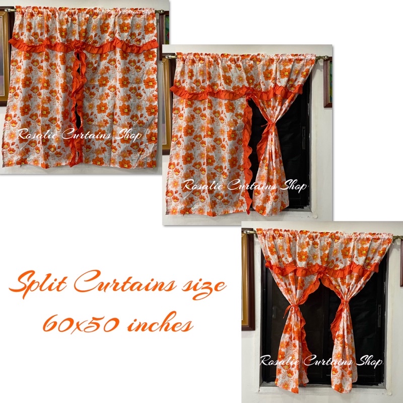 Biyak Kurtina APRICOT ORANGE for Small Window or Split Curtain ERICKA ...