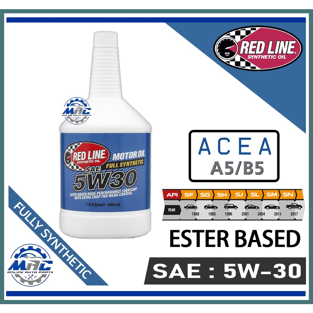 REDLINE MOTOR OIL 5W-30 1 Quart ESTER BASED FULLY SYNTHETIC ENGINE OIL ...