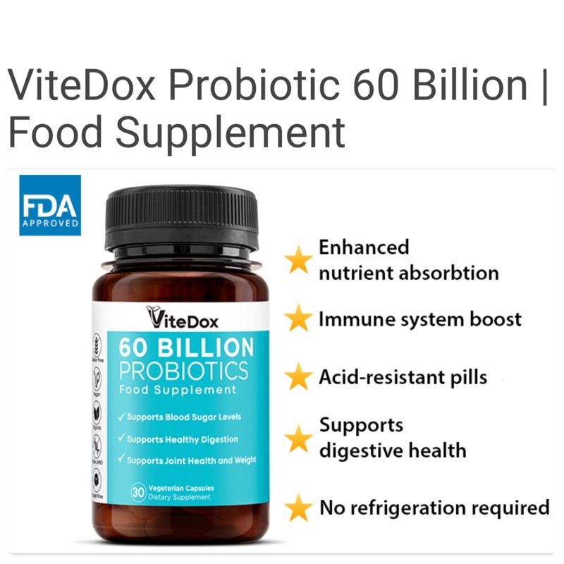 ViteDox Probiotic 60 Billion | Food Supplement 30 Capsules | Shopee ...