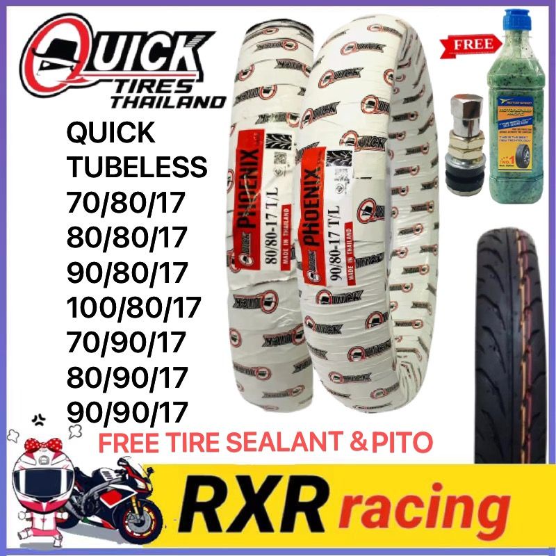 QUICK TIRE FREE TIRE SEALANT & PITO PHOENIX TUBELESS By 17 70/80/17 80 ...
