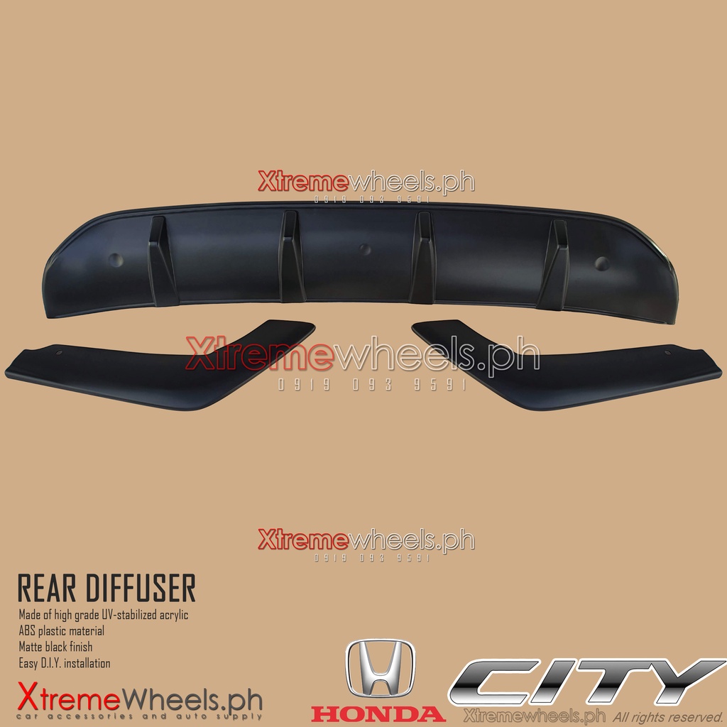 Honda City 2021-2023 Rear Bumper Kit Diffuser Matte Black / Body Kit ...