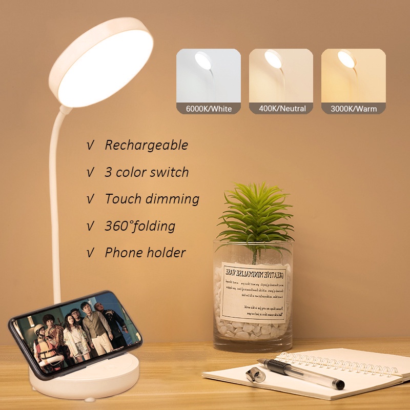 USB Rechargeable LED Desk Lamp Flexible Study Lamp With Mobile Stand ...