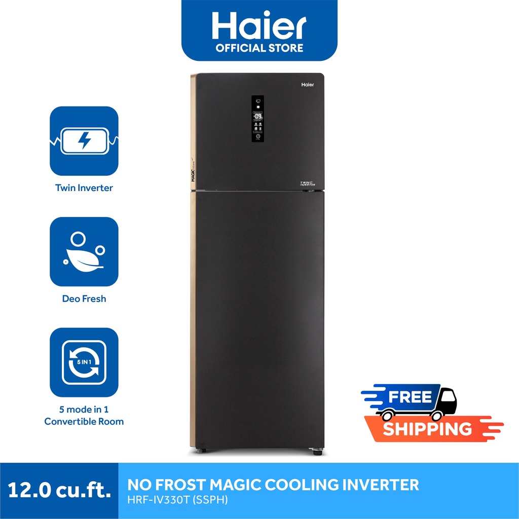 Haier HRF-IV330T (SSPH) 12.0 cu. ft. Magic Cooling No Frost Twin Inverter Two Door Refrigerator ...