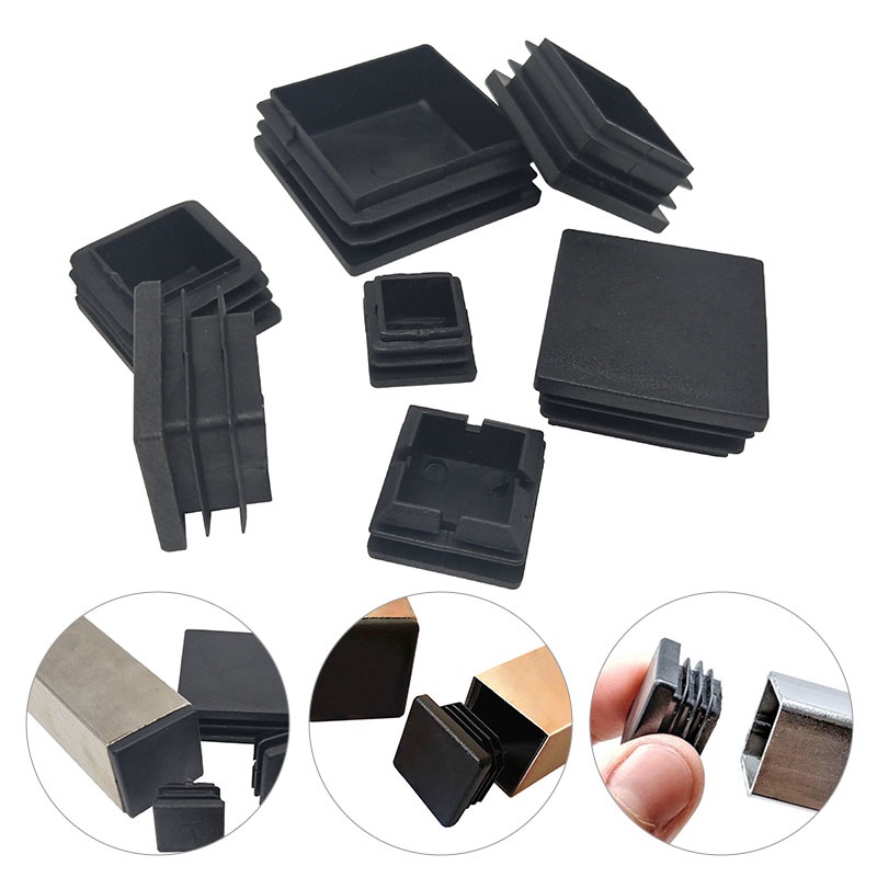 Black Square Plastic End Caps Blanking Plugs Tube Box Section Inserts ...