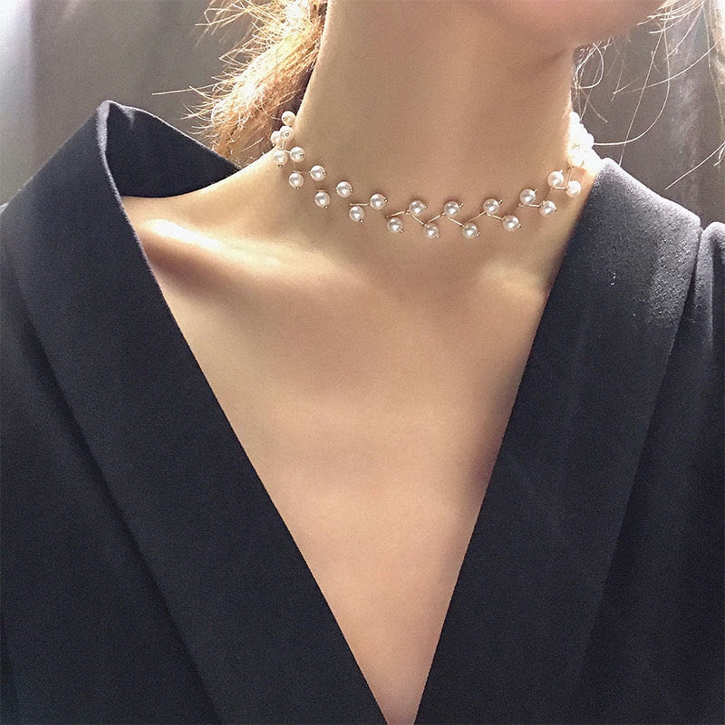Elegant DFKorean Simple Collar Short Pearl Necklace D4 | Shopee Philippines