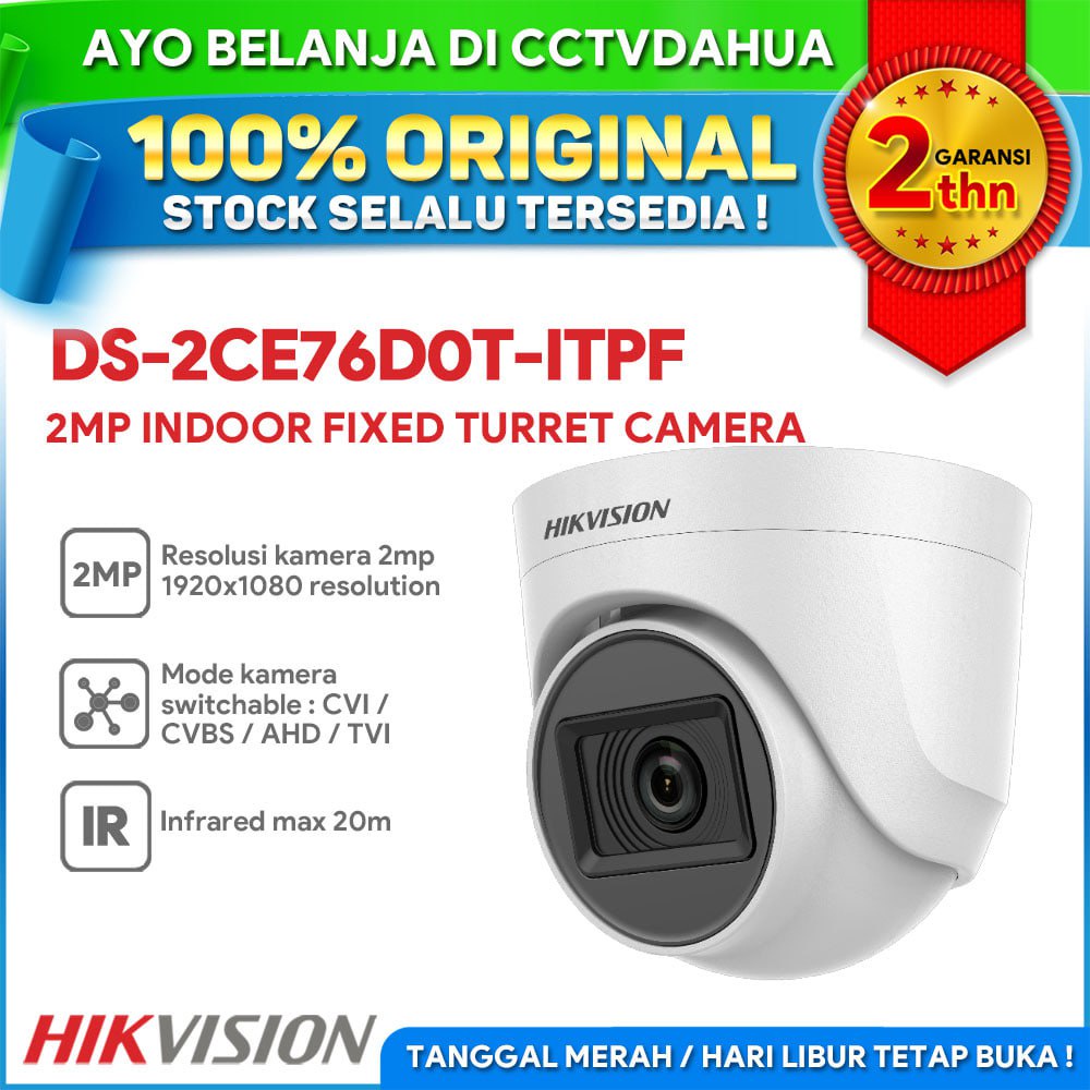 Hikvision DS-2CE76D0T-ITPF 2MP INDOOR TURRET CAMERA With Official Warranty | Shopee Philippines