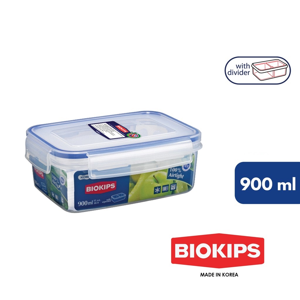 Biokips Rectangular Food Storage Container With 2 Compartments 900ML ...