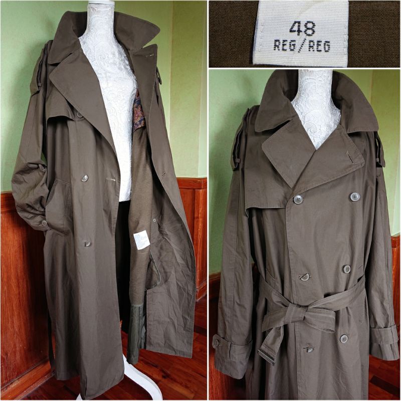 MEN US TRENCH COAT / SIZE 48 REG PLUS ZIP-OUT WARMER ARMY w/flaws ...