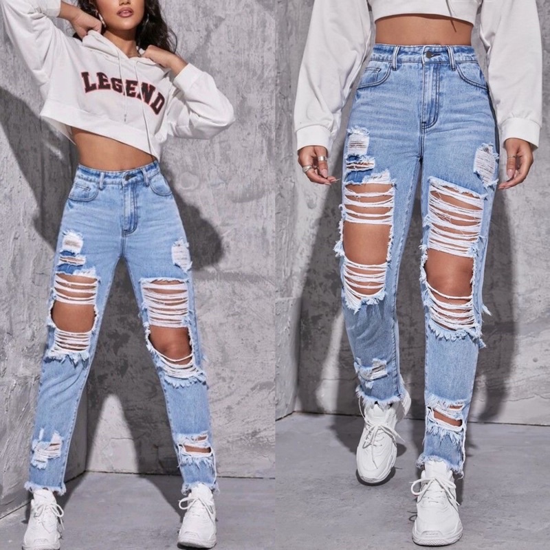 VIP TATTERED JEANS RANDOM DESIGN | Shopee Philippines
