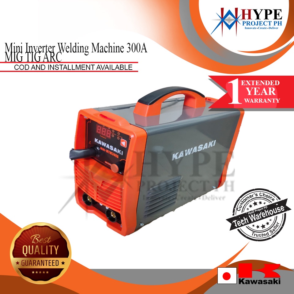Kawasaki Mini Inverter Welding Machine 300A 3in1 TIG MIG ARC FREE FLUX ...