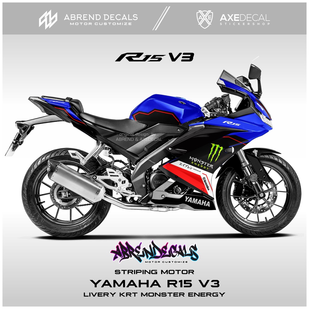 Striping R15 V3 Livery KRT ME Racing / Yamaha R15 V3 Motorcycle Sticker ...