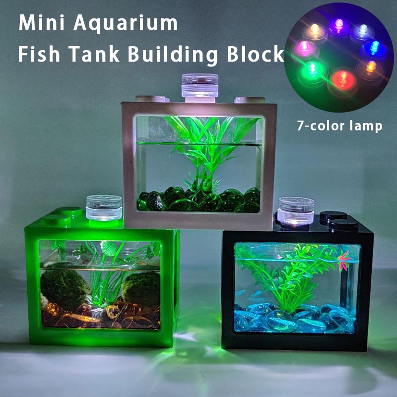 【PH Local】Betta Fish Mini Aquarium Block Tank Betta Guppy Fish Tank ...