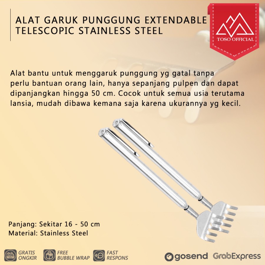 Extendable TELESCOPIC STAINLESS STEEL BACK SCRATCH BACK SCRATCHING TOOL ...