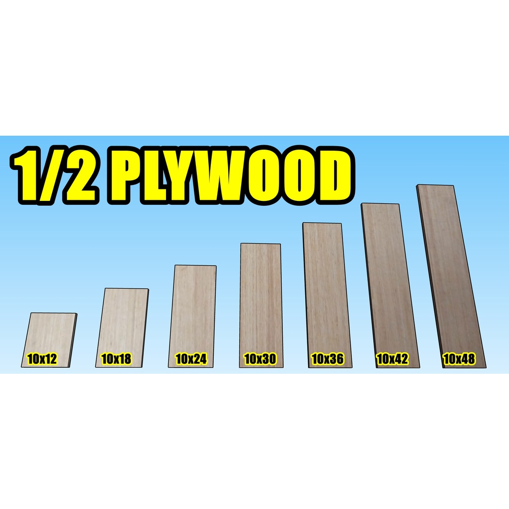 1/2 PLYWOOD (10mm thick) 10x12 10x18 10x24 10x30 10x36 10x42 10x48 ...