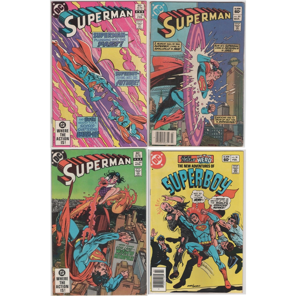 Superman 380-382 + New Adventures of Superboy 38 set (1983) Mind-switch ...