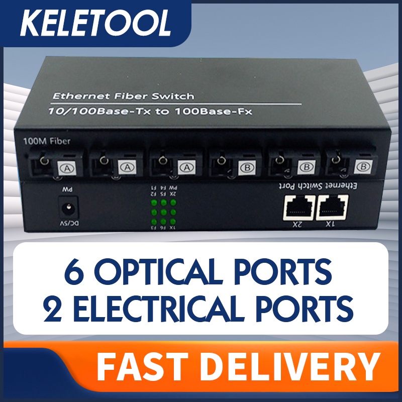 Media Converter Ethernet Fiber Switch Fiber Optic Transceiver 100M 2 ...