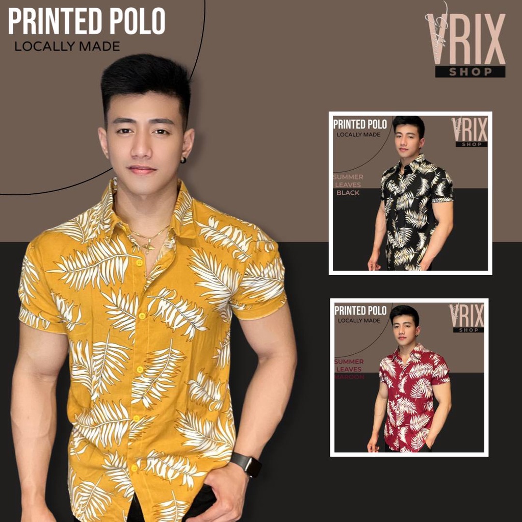 LEAVES PRINTED POLO BY VRIX SHOP | Shopee Philippines