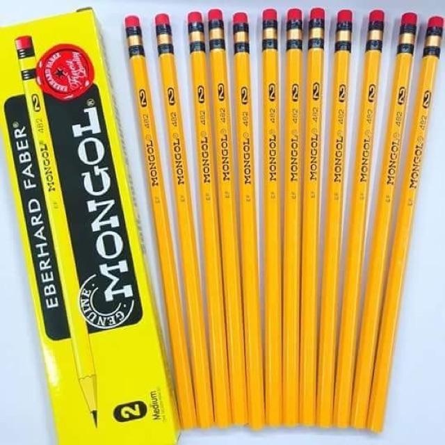 #2, Mongol Pencil W/eraser 12pcs per box lapis Art Sketch Pen | Shopee Philippines