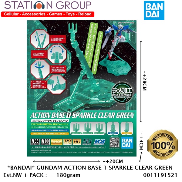 BANDAI 58283 GUNDAM ACTION BASE 1 SPARKLE CLEAR GREEN - GUNPLA MODEL ...