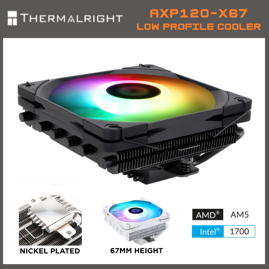 Thermalright AXP120-X67 Black / White ARGB Low Profile CPU Air Cooler ...