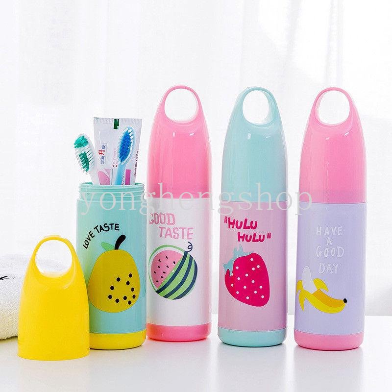 Cartoon Fruit Printing Kids Toothbrush Storage Box with Handle Outdoor ...